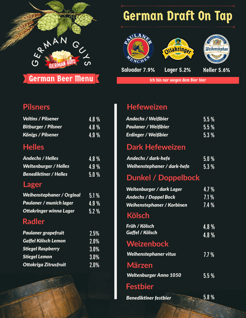 Beer Menu – GermanGuys